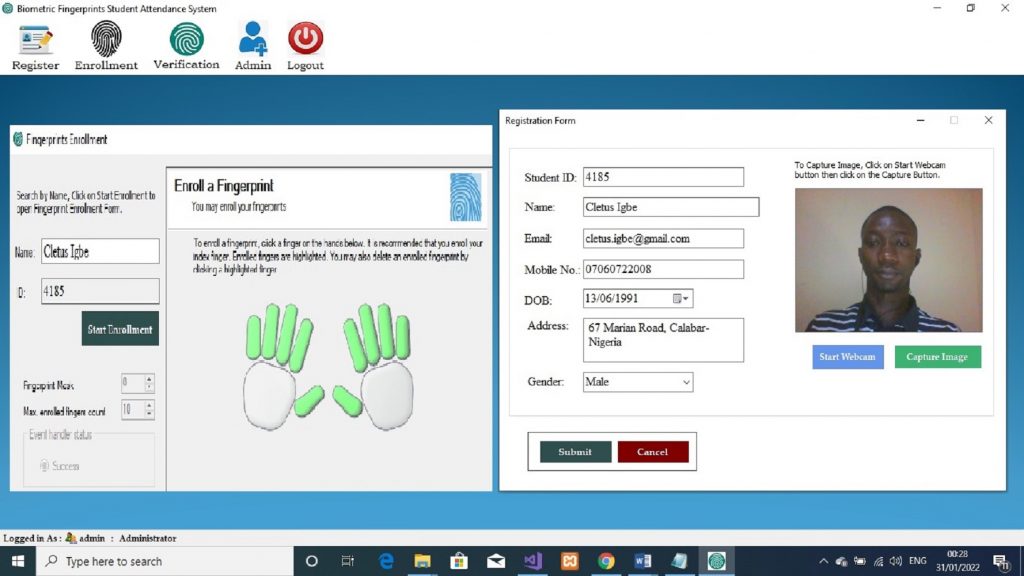 Biometric Fingerprint Student Attendance System in VB.NET SQL Server
