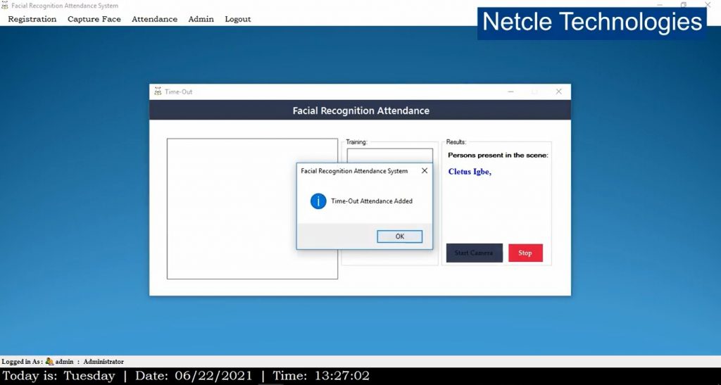 Facial Recognition Attendance System in C# and SQL Server