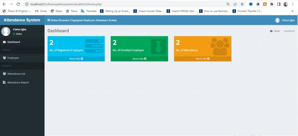 Online Biometric Fingerprints Employee Attendance System in PHP and VB.NET