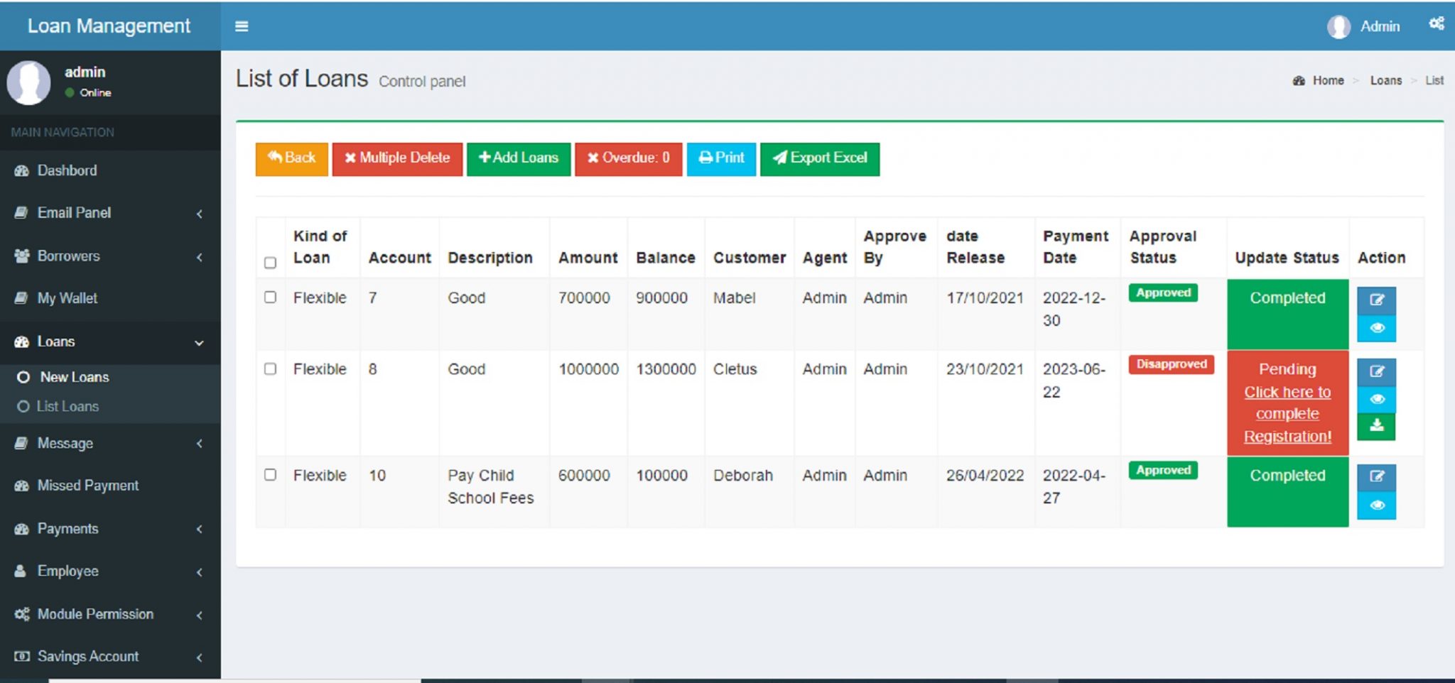 Loan Management System in PHP and MySQL