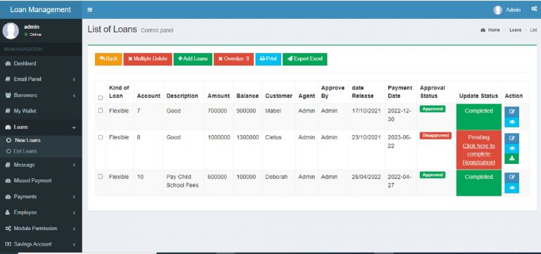 Loan Management System in PHP and MySQL