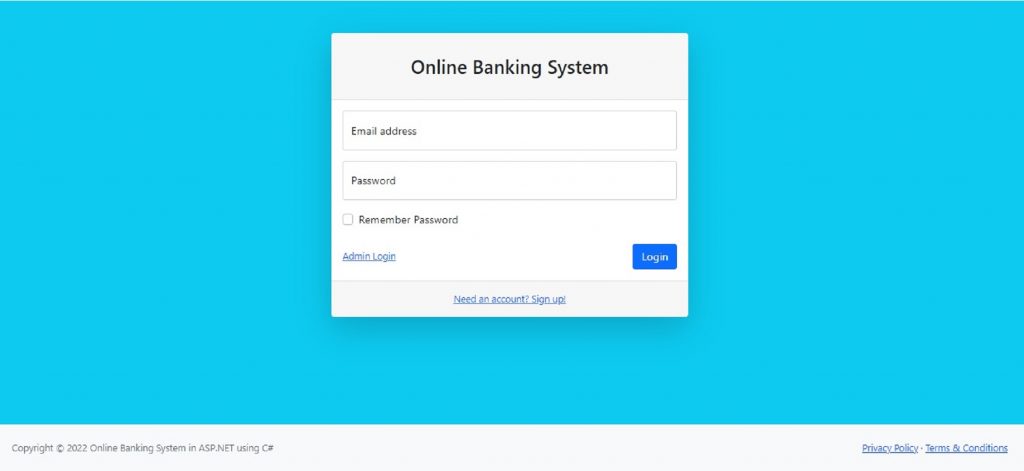 Online Banking System in ASP.NET C# and SQL Server