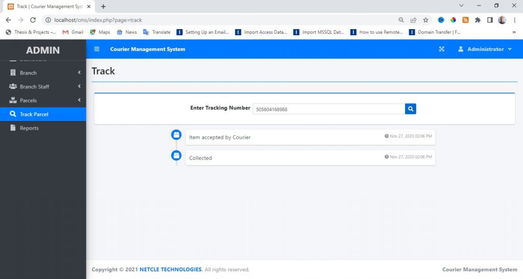 Courier Management System in PHP MySQL